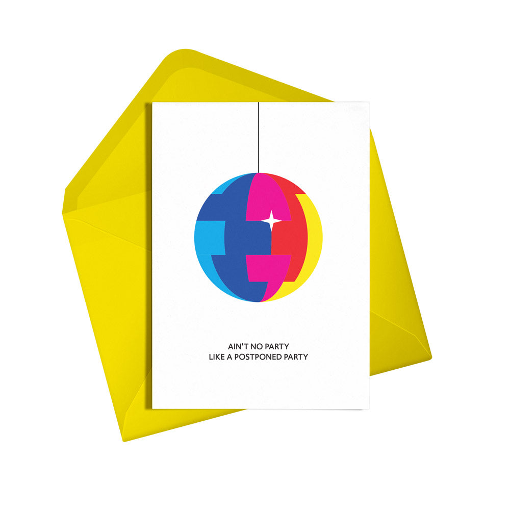 Postponed party birthday card