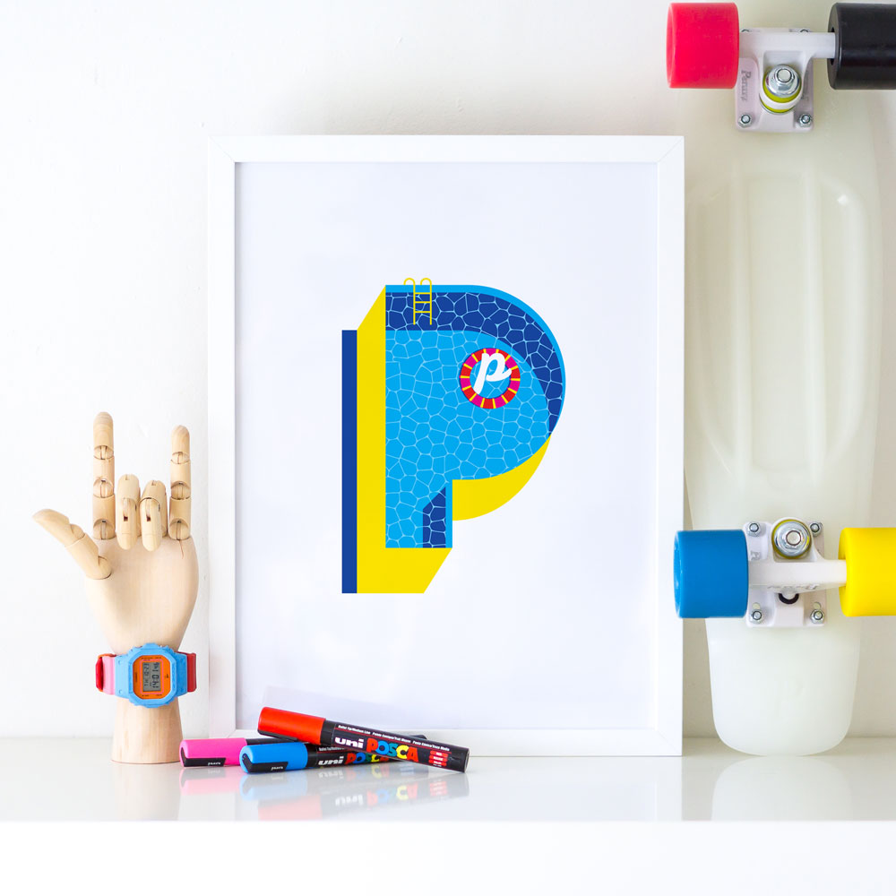 Letter P pool party print