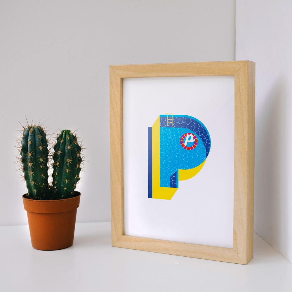 Letter P pool party print