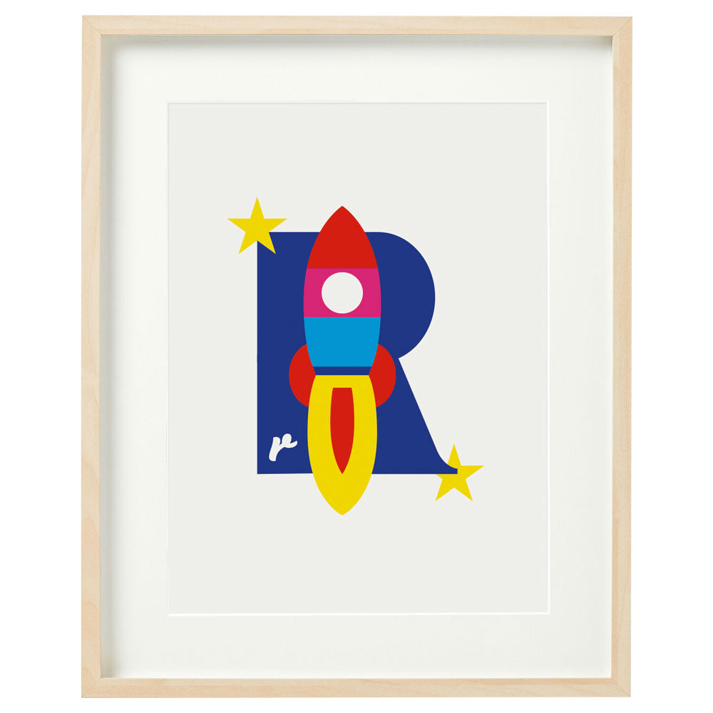 Letter R rocket print