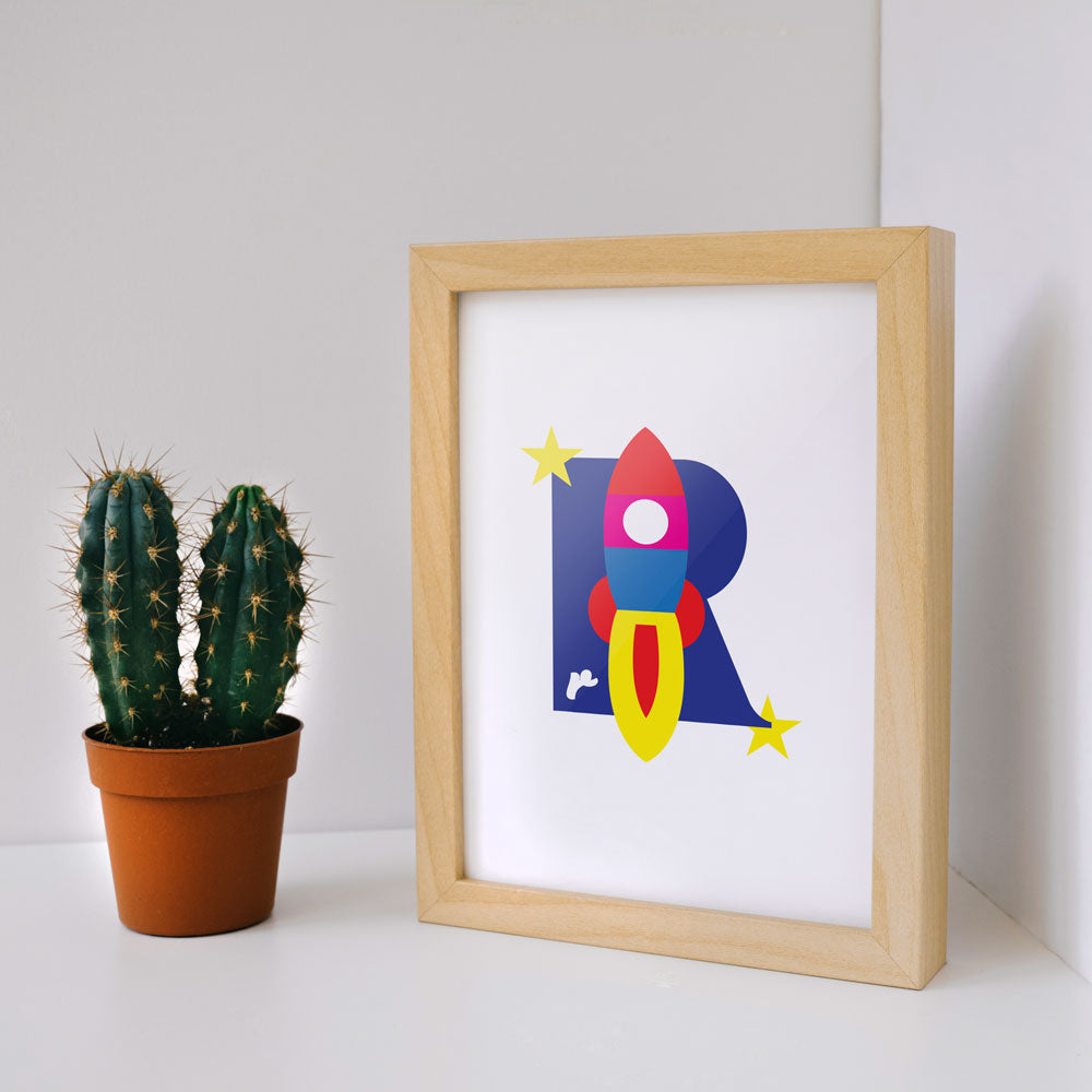 Letter R rocket print